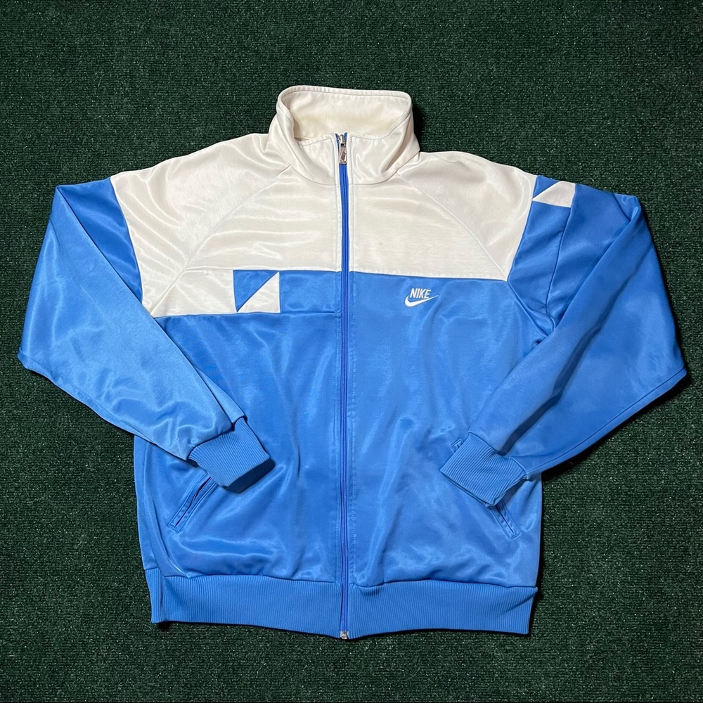 Vintage Nike Swoosh Blue Tag 80s Track Jacket Made In… - Gem